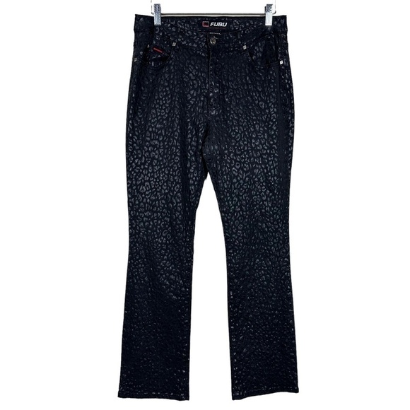 FUBU | Pants & Jumpsuits | Fubu Jeans Pants Black Leopard Animal Print ...
